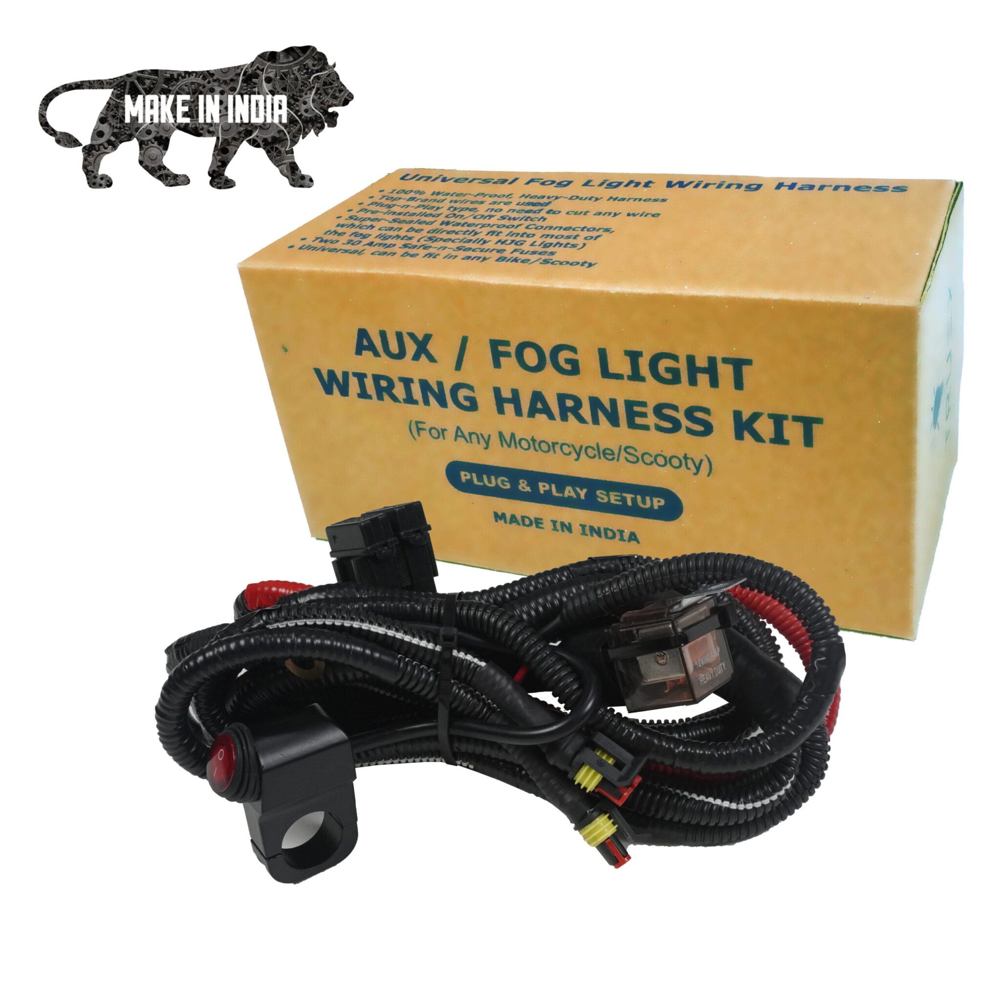 LIU HJG Fog Light With Wiring Kit | 60 Watt | Havells Wires | Moto Mantra